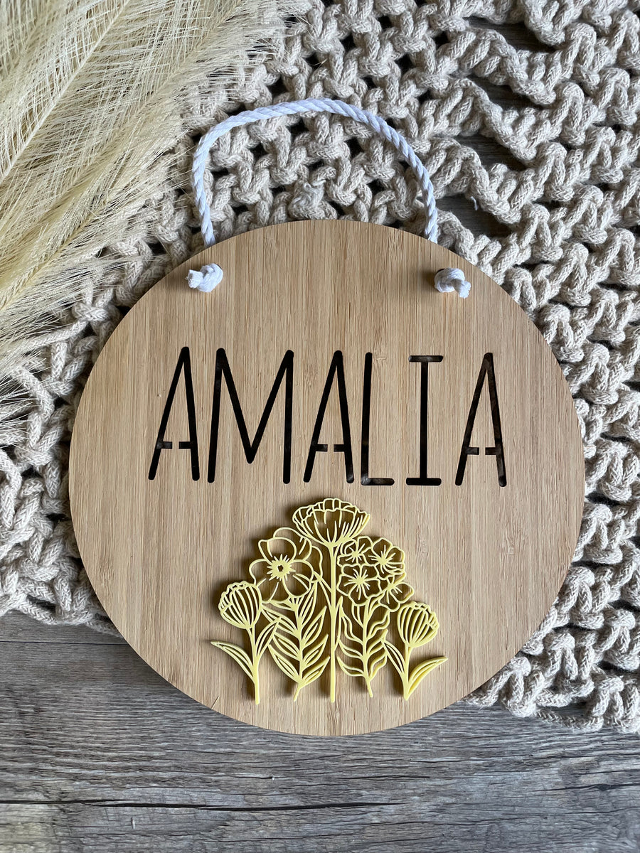 Hanging name sign | Flowers – My Custom Cut